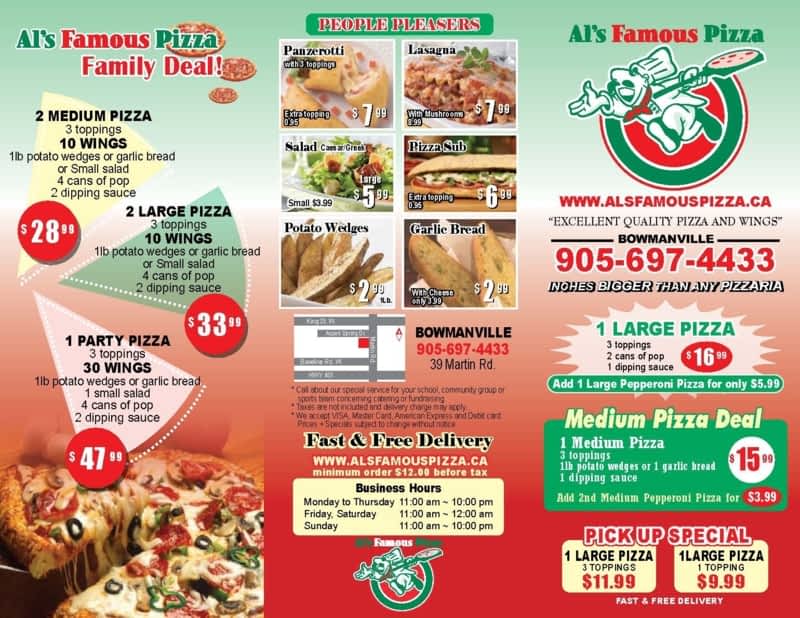 Al's pizza menu store